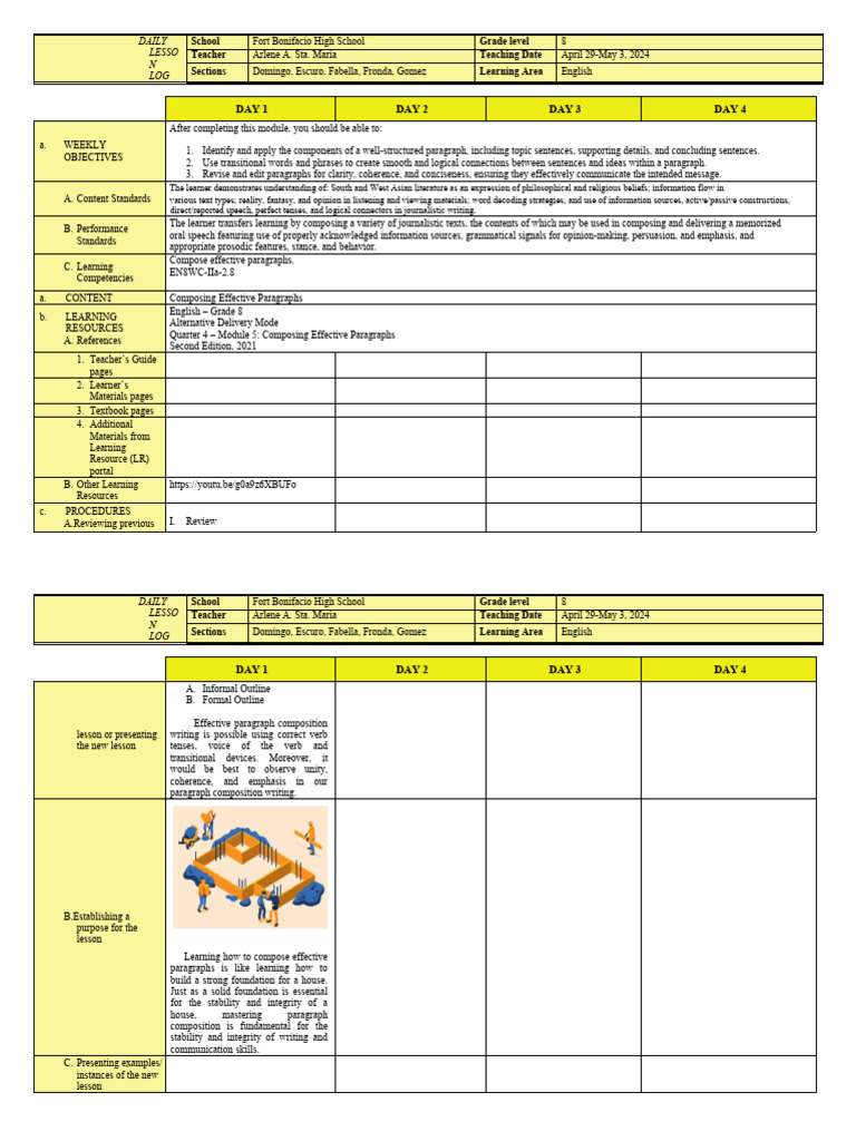 Sta. Maria - Q4 M5 DLL | PDF | Learning | Paragraph