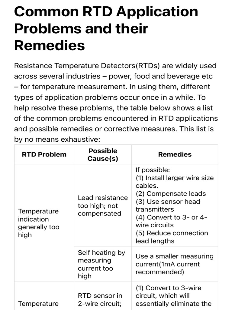 RTD Troubleshooting Guide | PDF | Electrical Resistance And Conductance ...