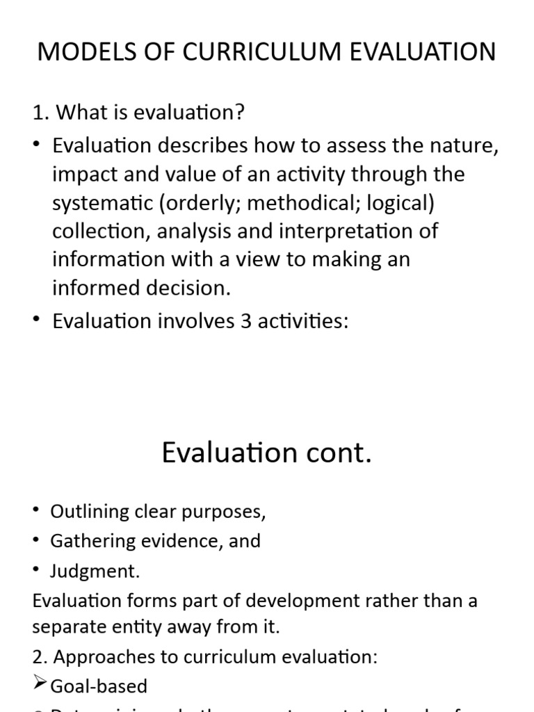 Models of Curriculum Evaluation | PDF | Evaluation | Curriculum
