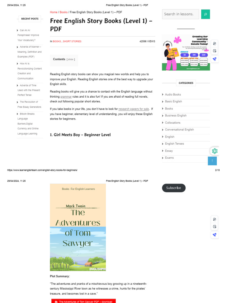 Free English Story Books (Leve74l) PDF | PDF | English Language ...