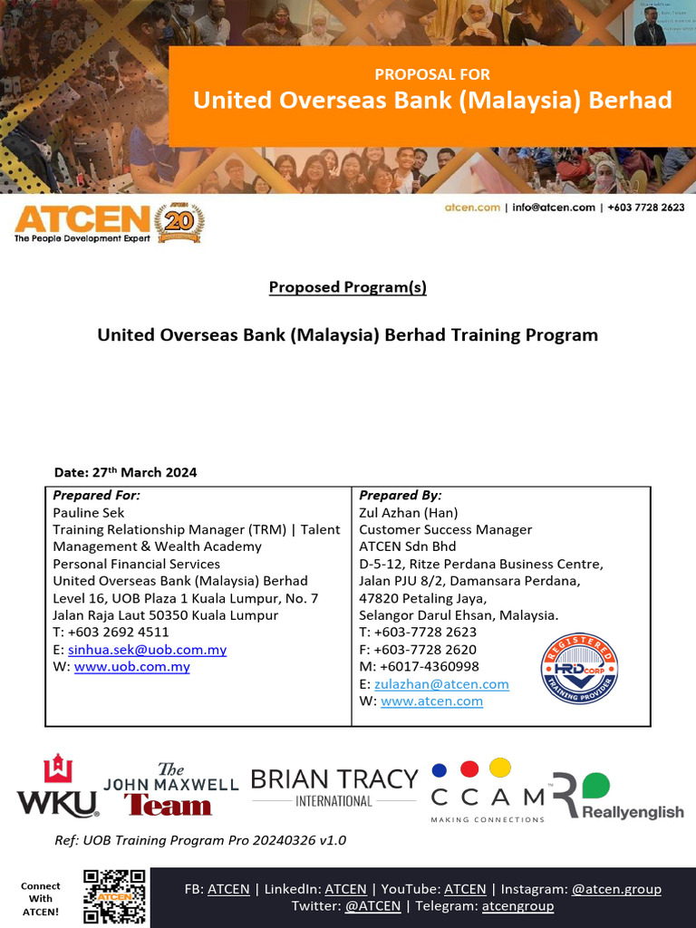 UOB Training Program Pro 20240326 v1.0 | PDF | Goal | Sales