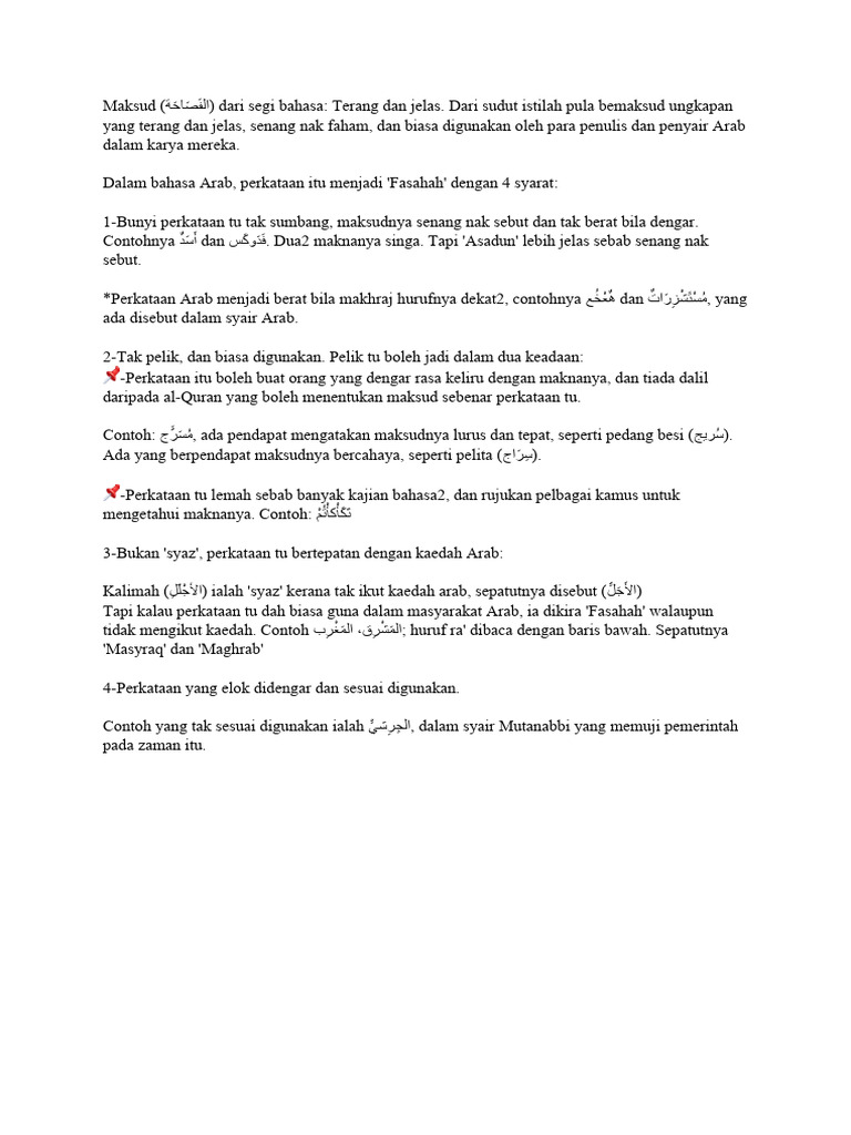 Maksud Fasahah | PDF