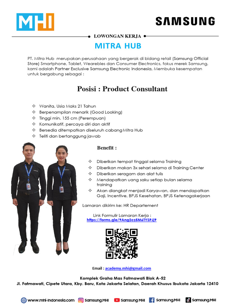Poster Lowongan Kerja PT. Mitra Hub Indonesia Batch 7 | PDF | Karier ...