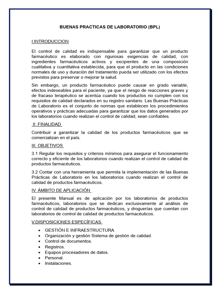 Buenas Practicas de Laboratorio | PDF | Farmacéutico | Calidad (comercial)