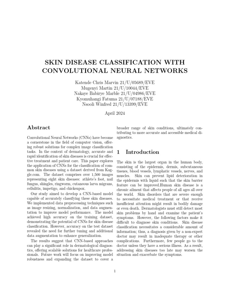 Skin DiseaseClassification With Convolutional Neural Networks | PDF ...