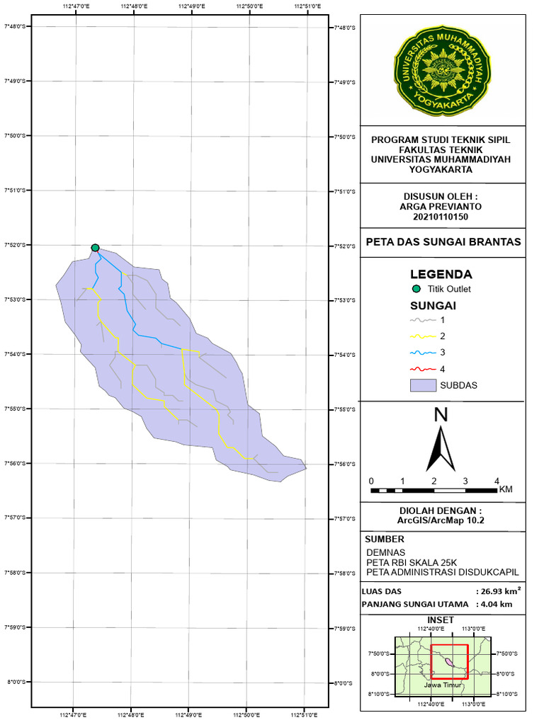 Peta DAS Sungai Brantas Manado | PDF | Software | Geographic Data And ...