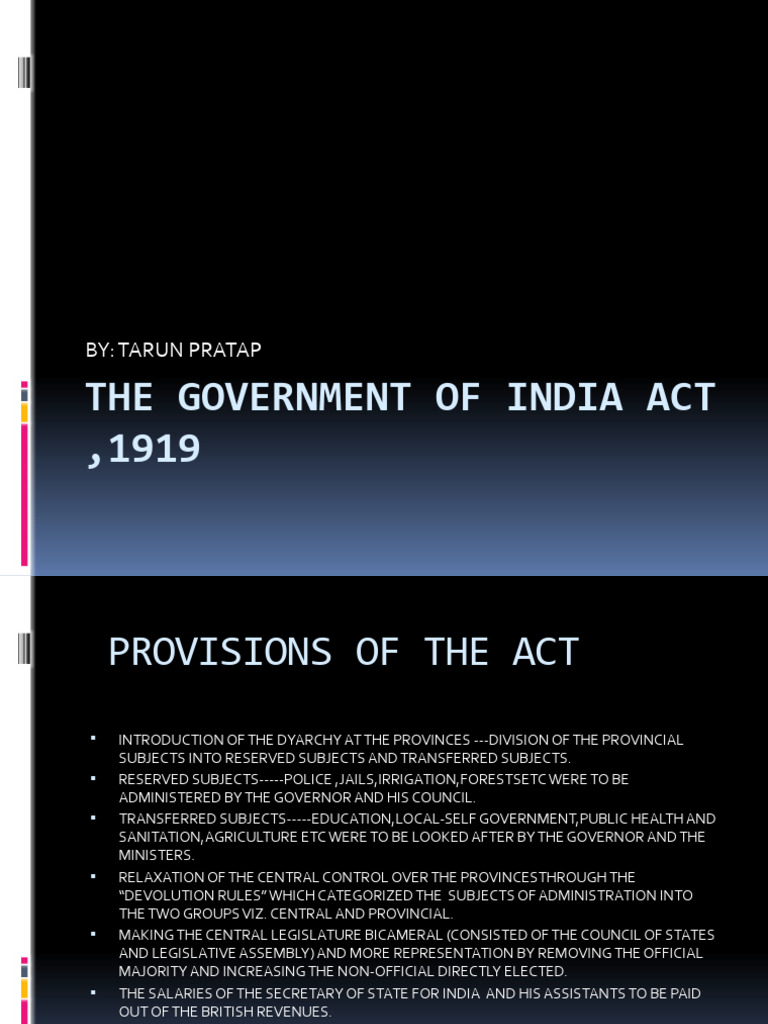 The Government of India Act 1919 | PDF