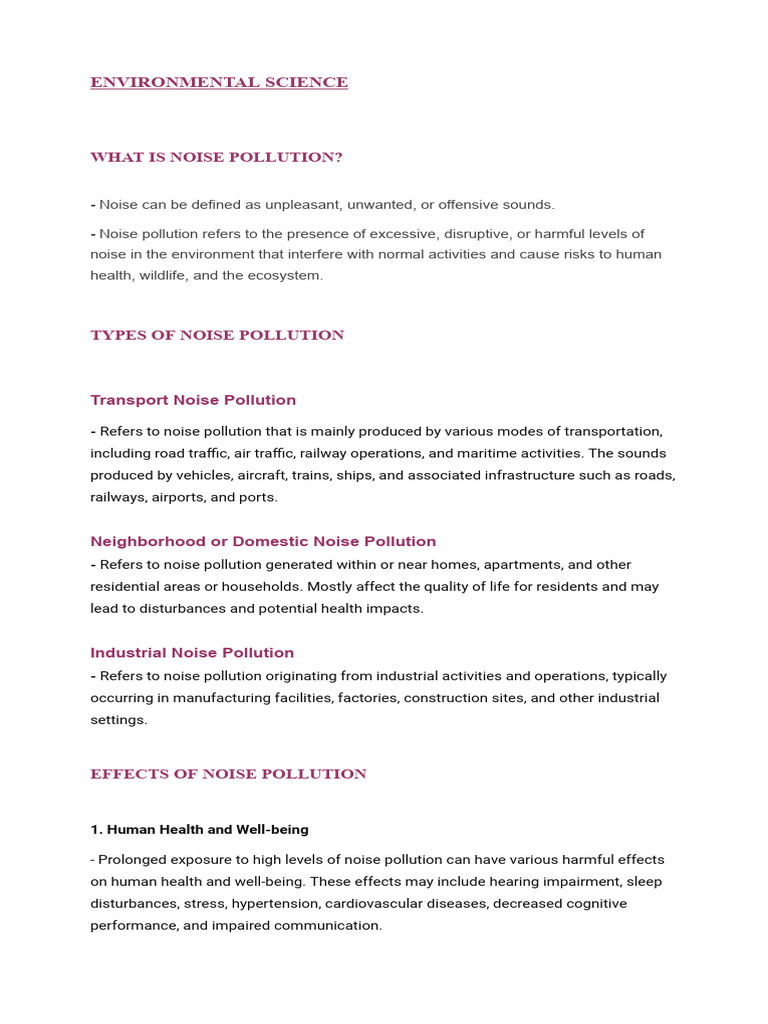 NOISE POLLUTION | PDF | Pollution | Natural Environment