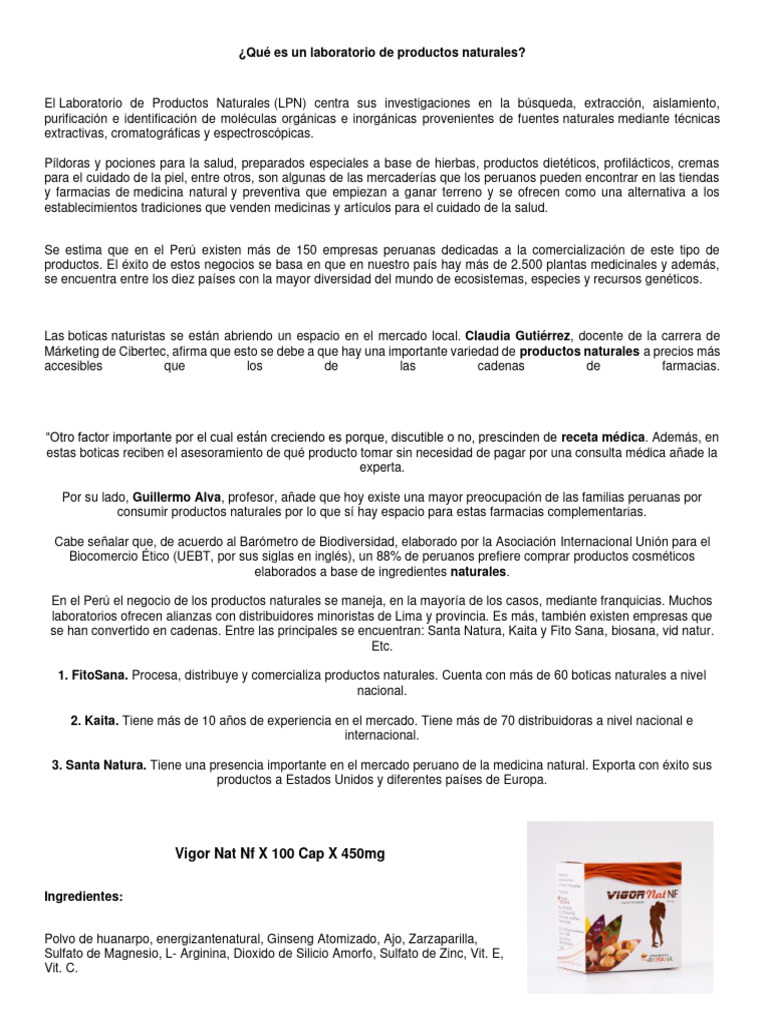Qué Es Un Laboratorio de Productos Naturales | Descargar gratis PDF ...