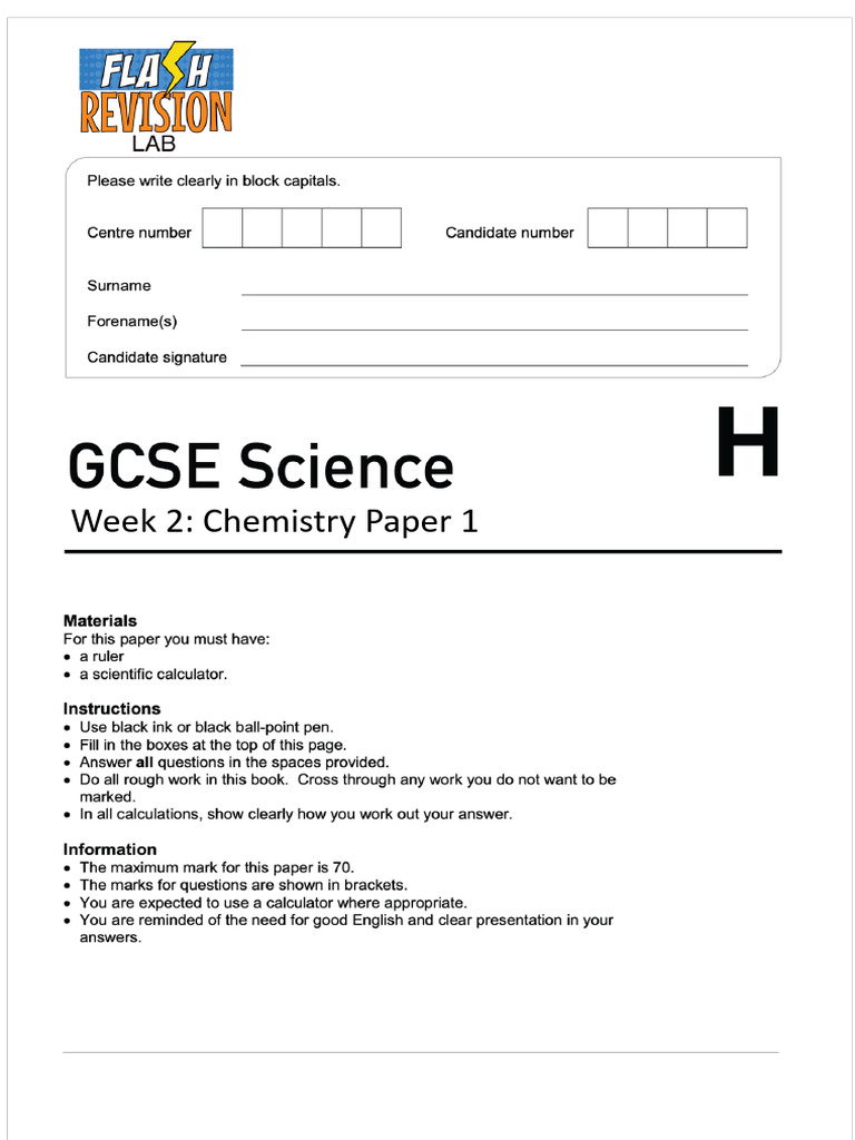 Chemistry Paper 1: Periodic Table & Reactions | PDF | Chlorine ...
