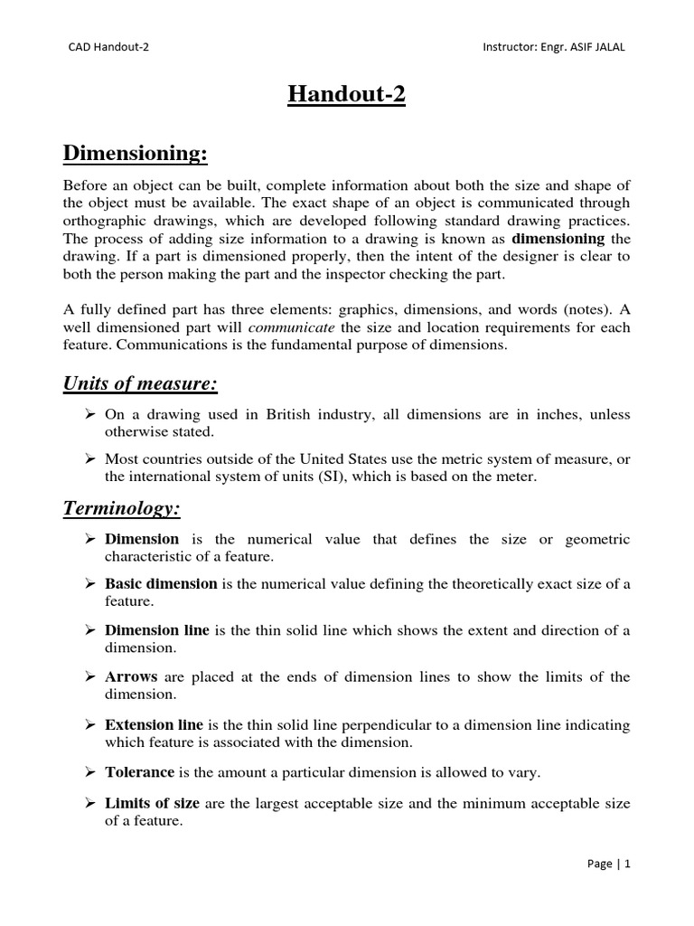 CAD Handouts# 02-1 | PDF | Angle | Dimension