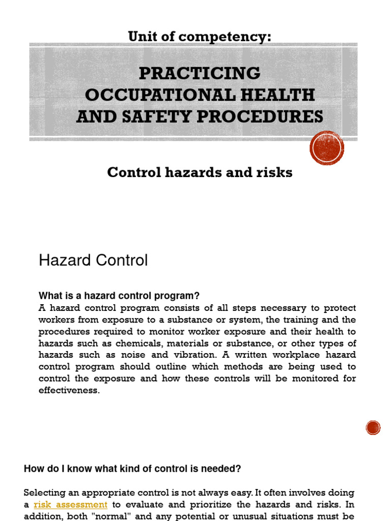 Control Hazard and Risk | PDF | Personal Protective Equipment | Occupational Safety And Health