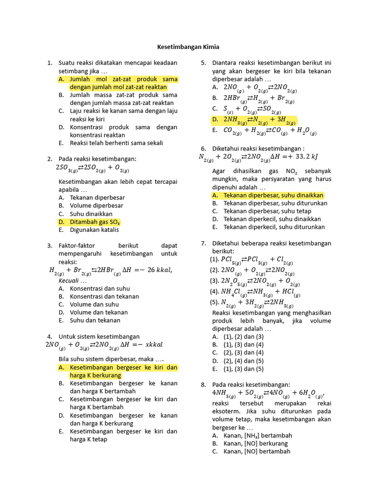 4. KESETIMBANGAN KIMIA.docx | PDF