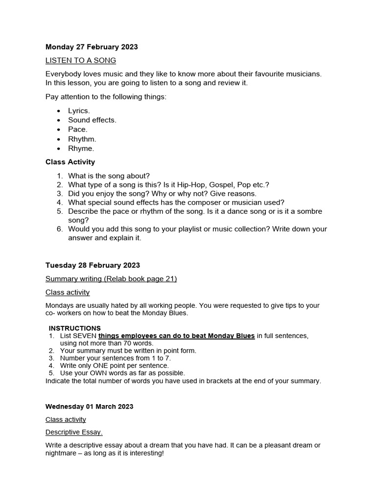 Week 8 Grade 10 English Lesson Preparations | PDF