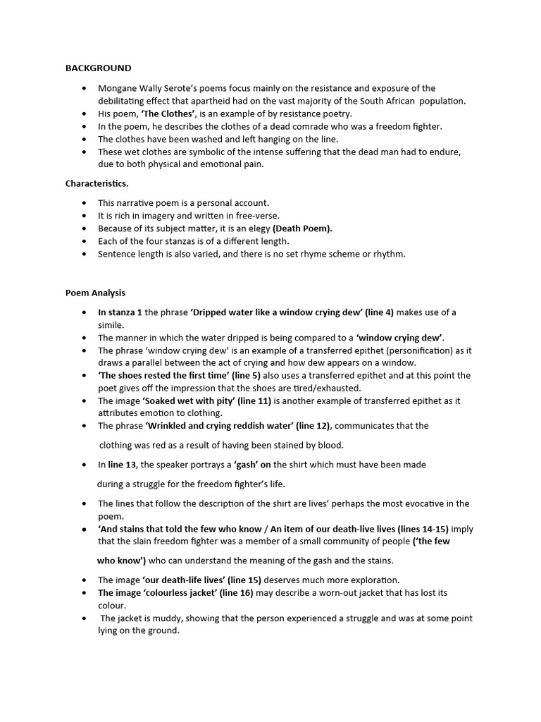 The Clothes | PDF | Poetry