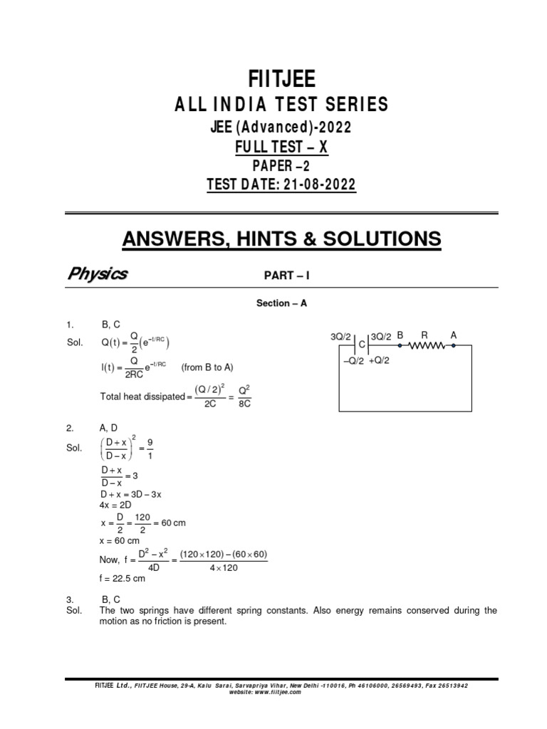 Fiitjee: All India Test Series | PDF | Hydrogen Bond | Chemistry