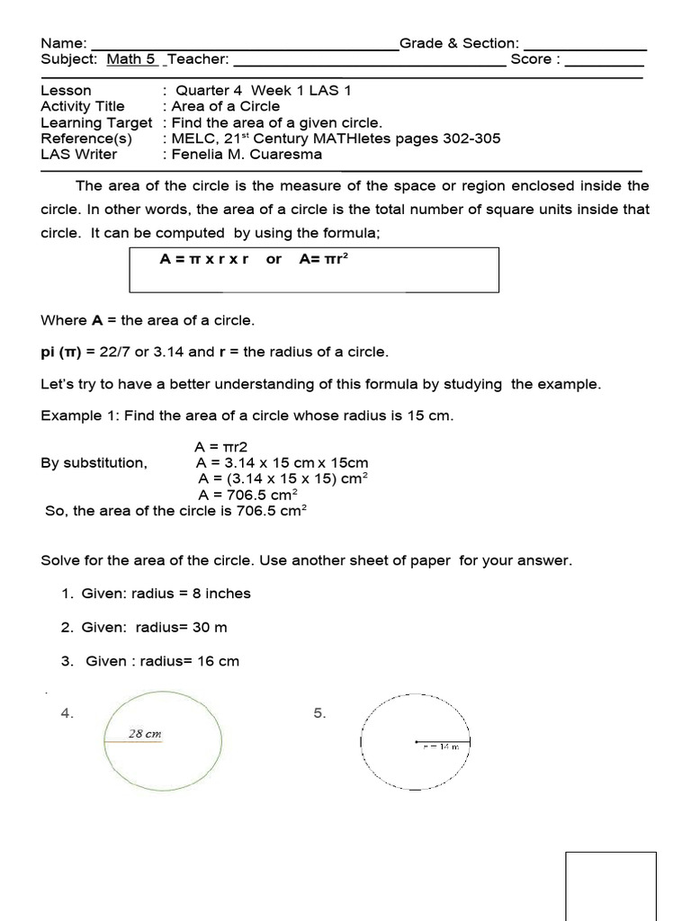 Math5 Q4 W1 Las1 Cuaresma | PDF