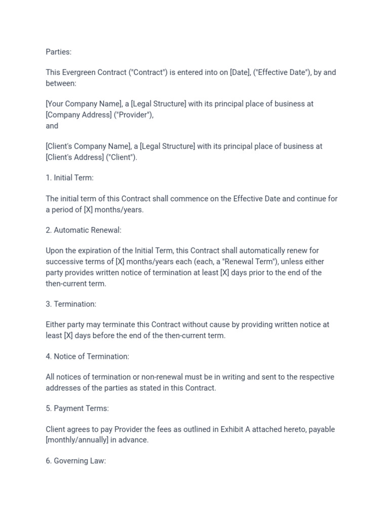 Evergreen Contract Template | PDF