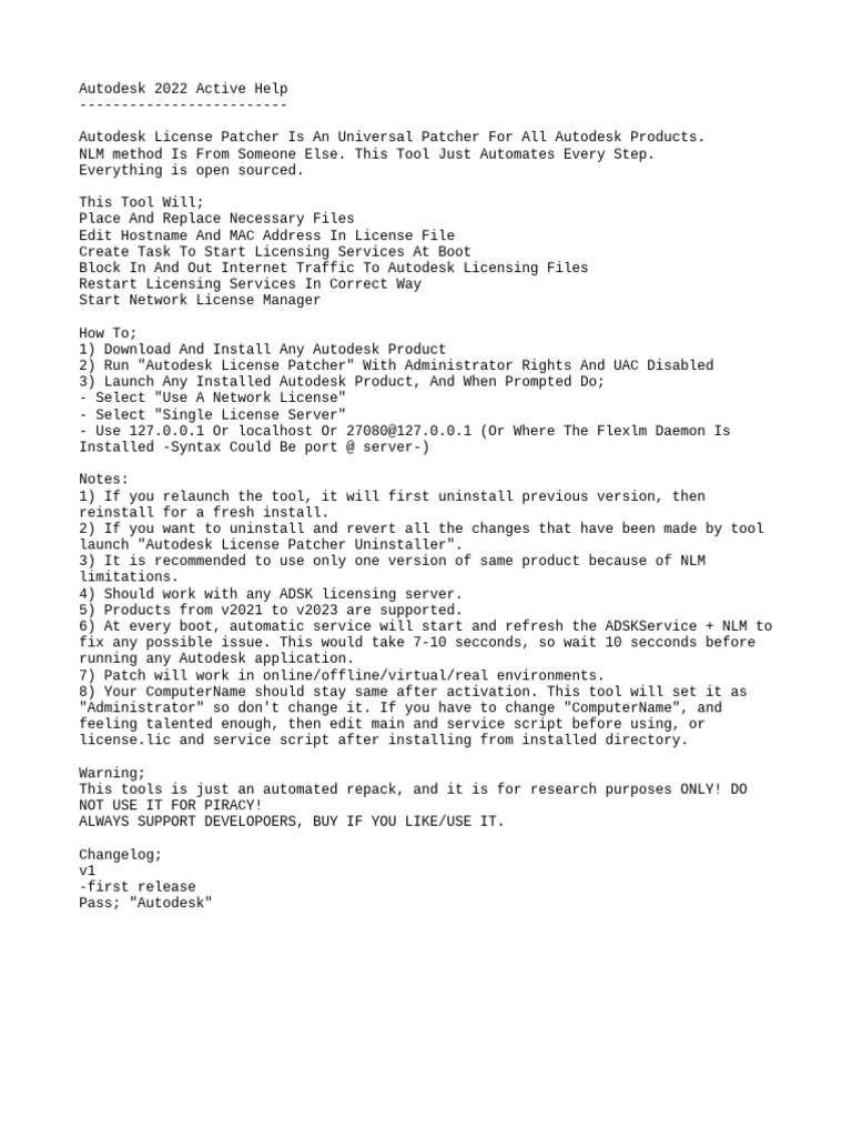 Universal Autodesk License Patcher Guide | PDF