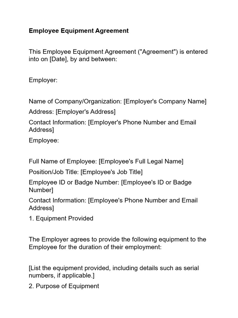 Employee Equipment Agreement | PDF | Employment | Government