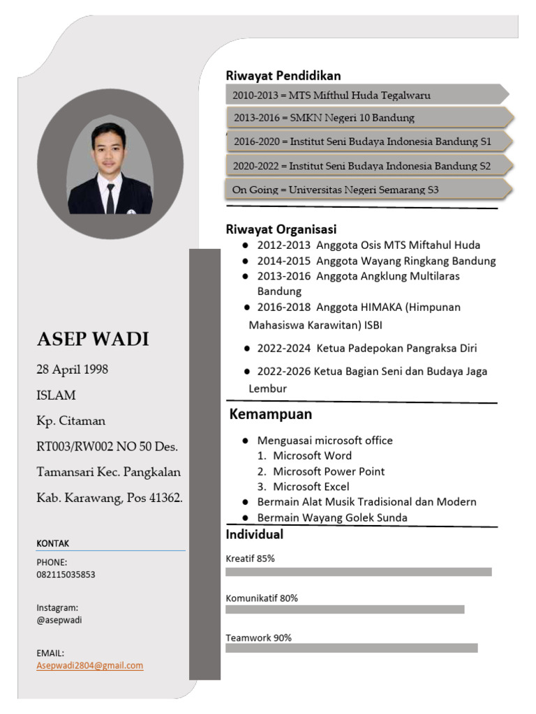 CV Wadi Terbaru S3 | PDF | Karier & Perkembangan