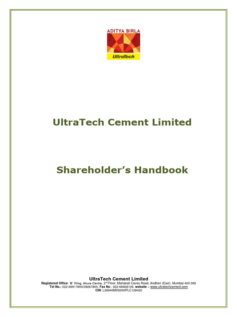Ultratech Cement Shareholders Handbook | PDF | Dividend | Identity Document