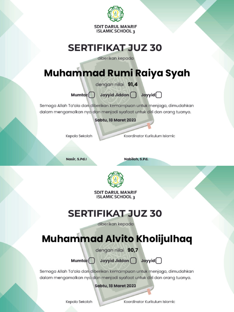 Sertifikat Juz 30 | PDF