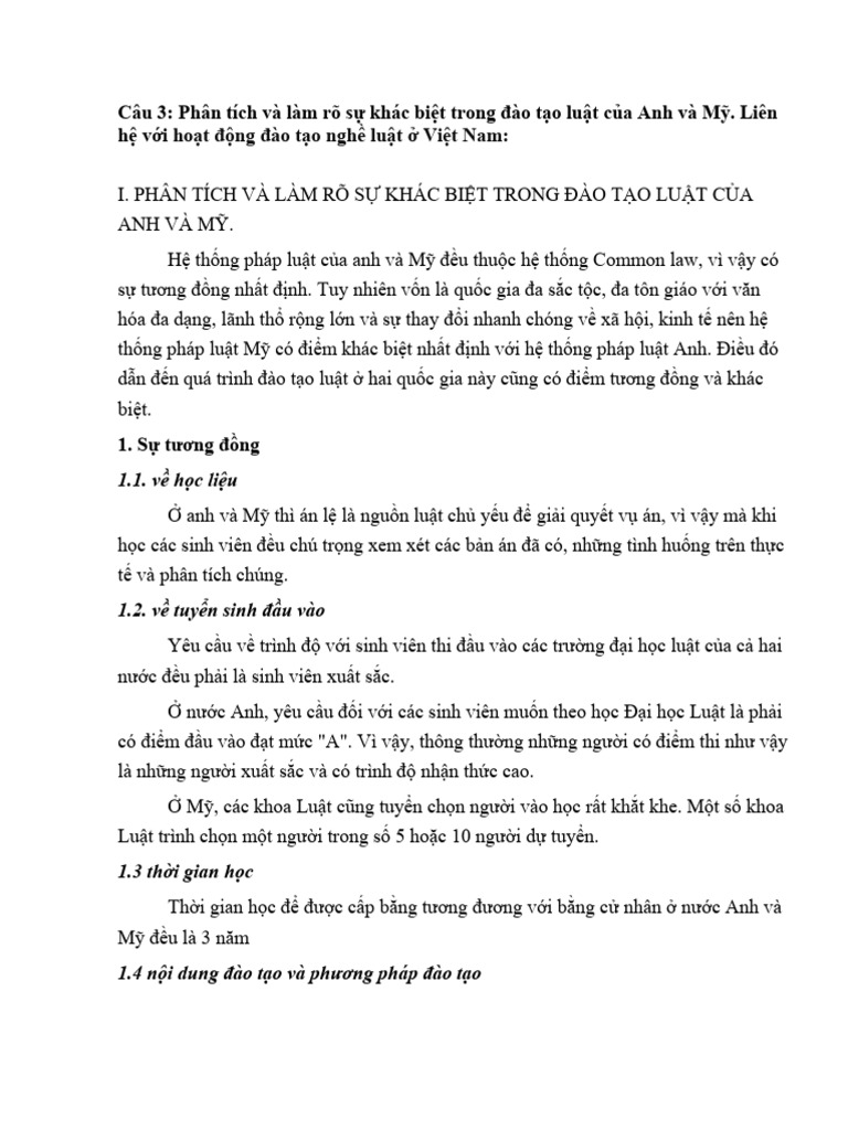 câu 3 và 6 - luật so sánh | PDF