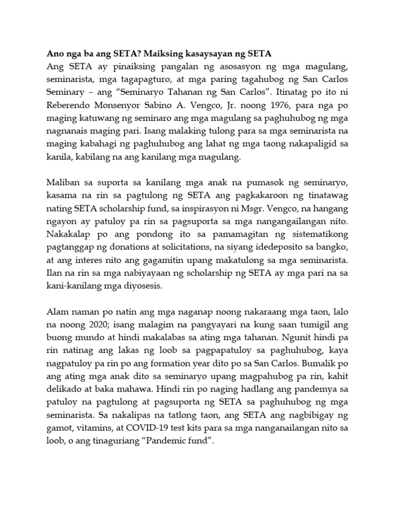 SETA Orientation | PDF