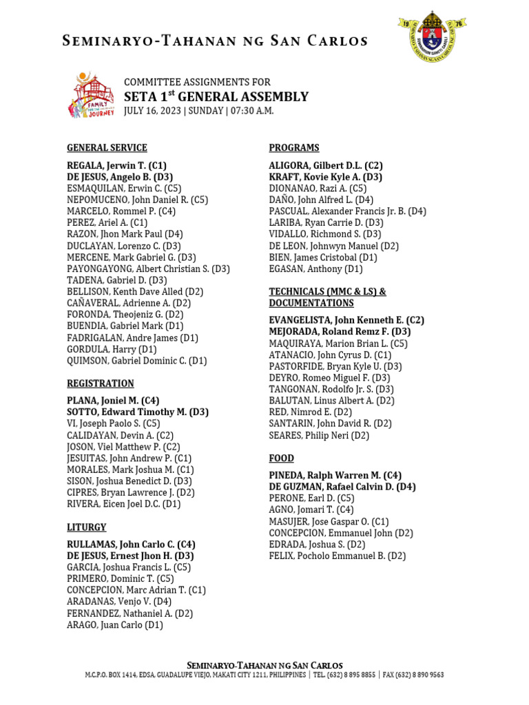 SETA 2023 2024 First Assembly Committees | PDF