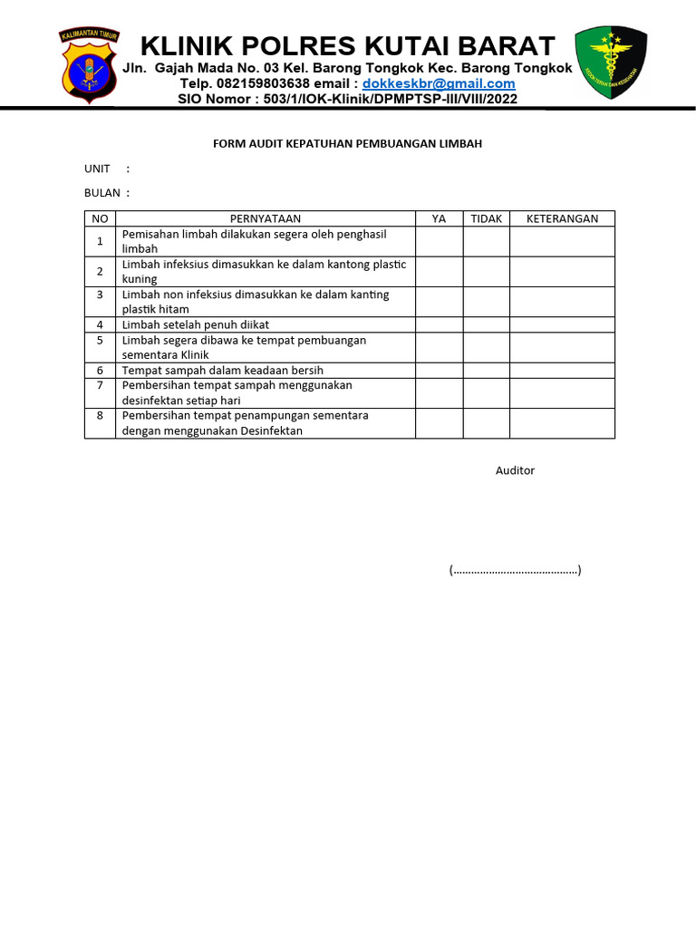 FORM MONITORING LIMBAH | PDF