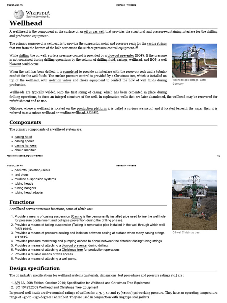 Wellhead - Wikipedia | PDF | Casing (Borehole) | Oil Well