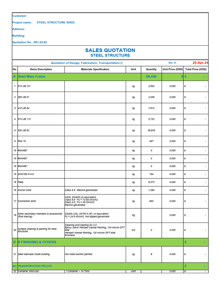 Steel Structure Shed Quotation | PDF | Building Engineering