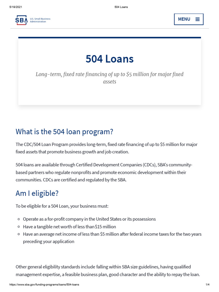 504 Loans | Download Free PDF | Loans | Debt