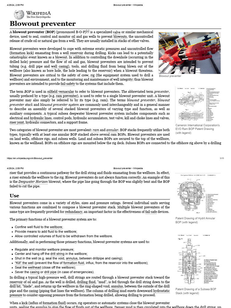 Blowout Preventer - Wikipedia | PDF | Blowout (Well Drilling)