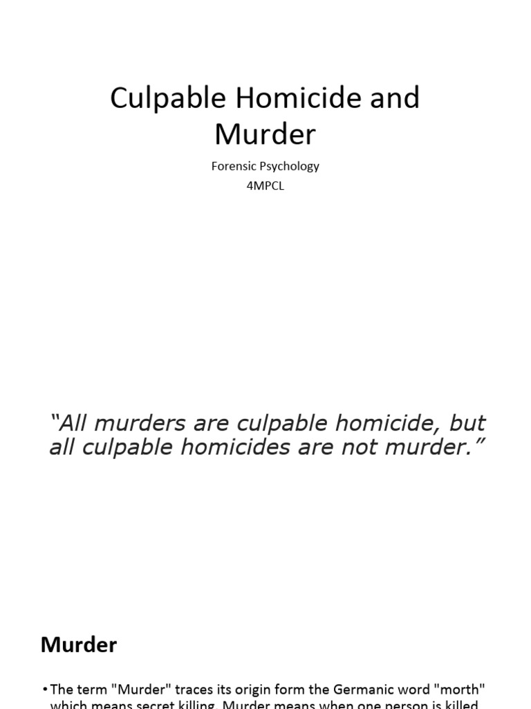 Culpable Homicide and Murder | PDF | Murder | Criminal Law