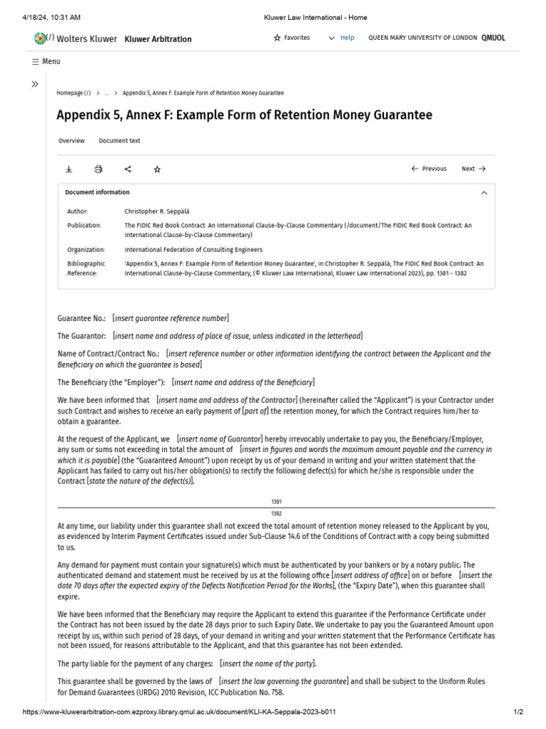 18.5.6 Appendix 5 - Annex F | PDF | Guarantee | Common Law