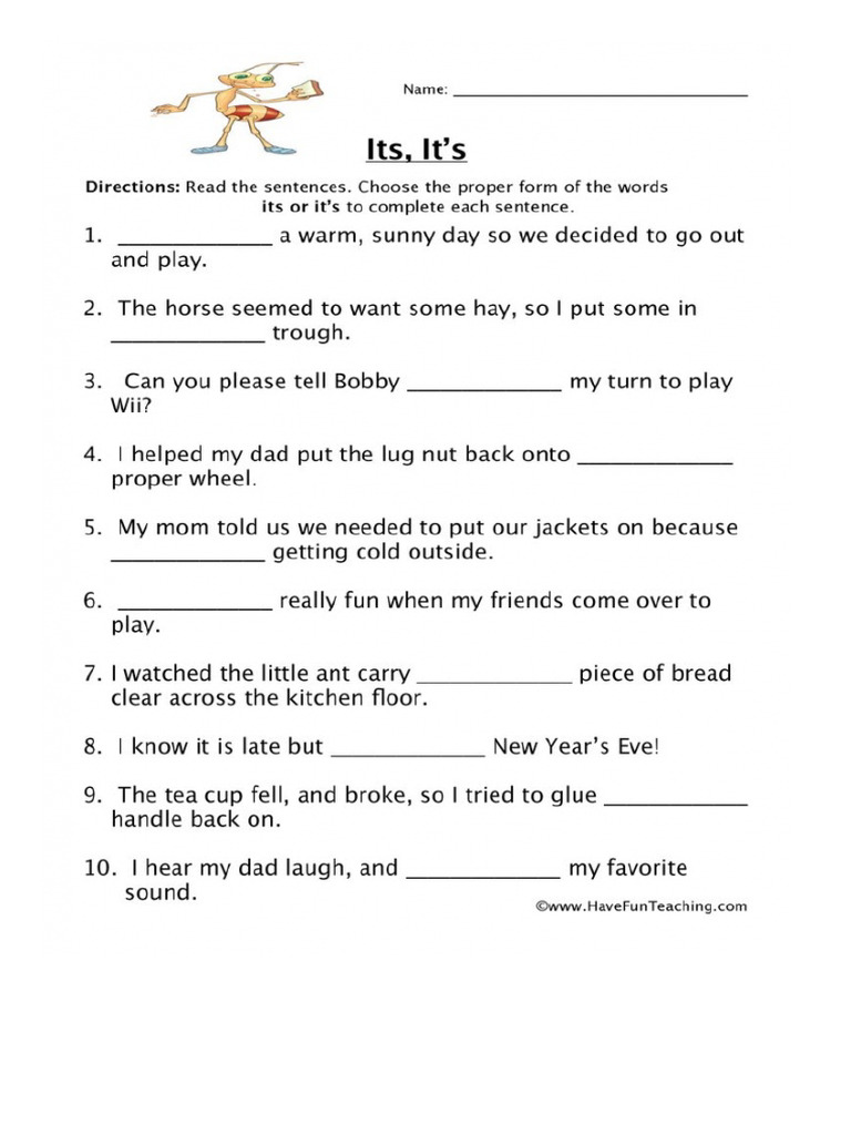 Its Its Homophones Worksheet Have Fun Teaching | PDF
