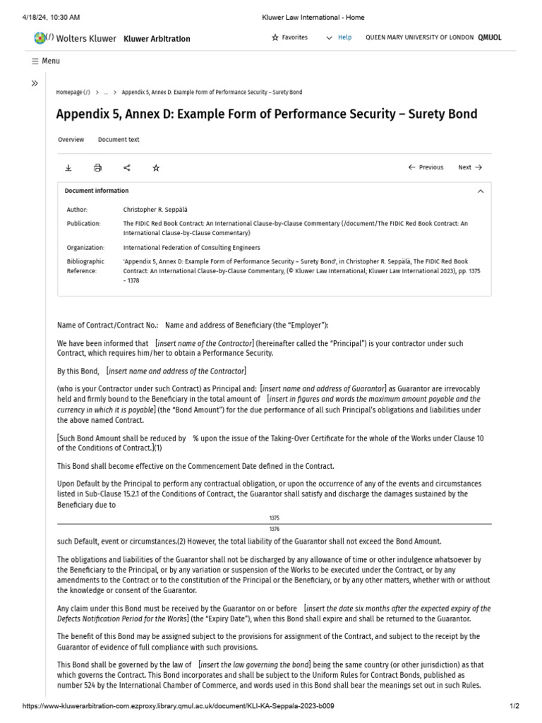 18.5.4 Appendix 5 - Annex D | PDF | Surety | Contract Law