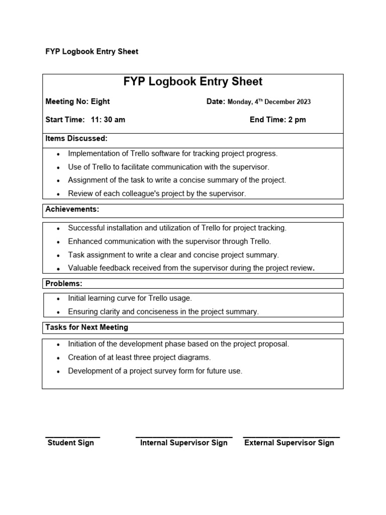 Fyp logbook 8 | PDF