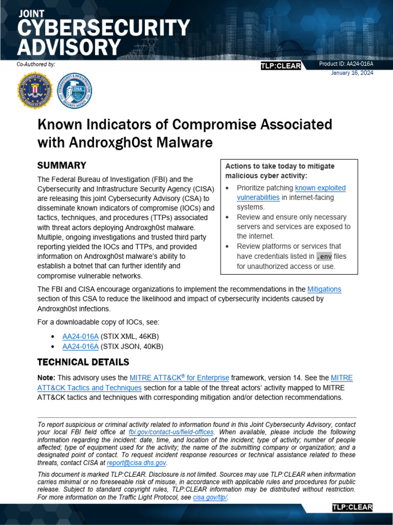 Known Indicators of Compromise Associated With Androxgh0st Malware | PDF | World Wide Web ...