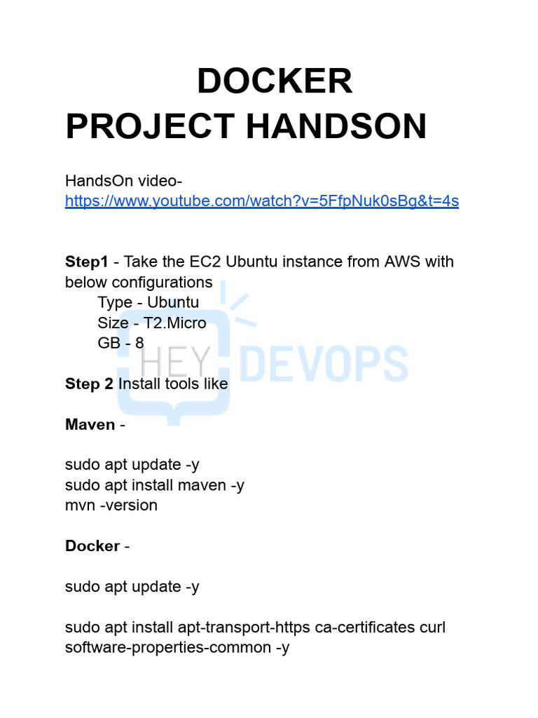 Docker Setup on AWS EC2 Ubuntu | PDF