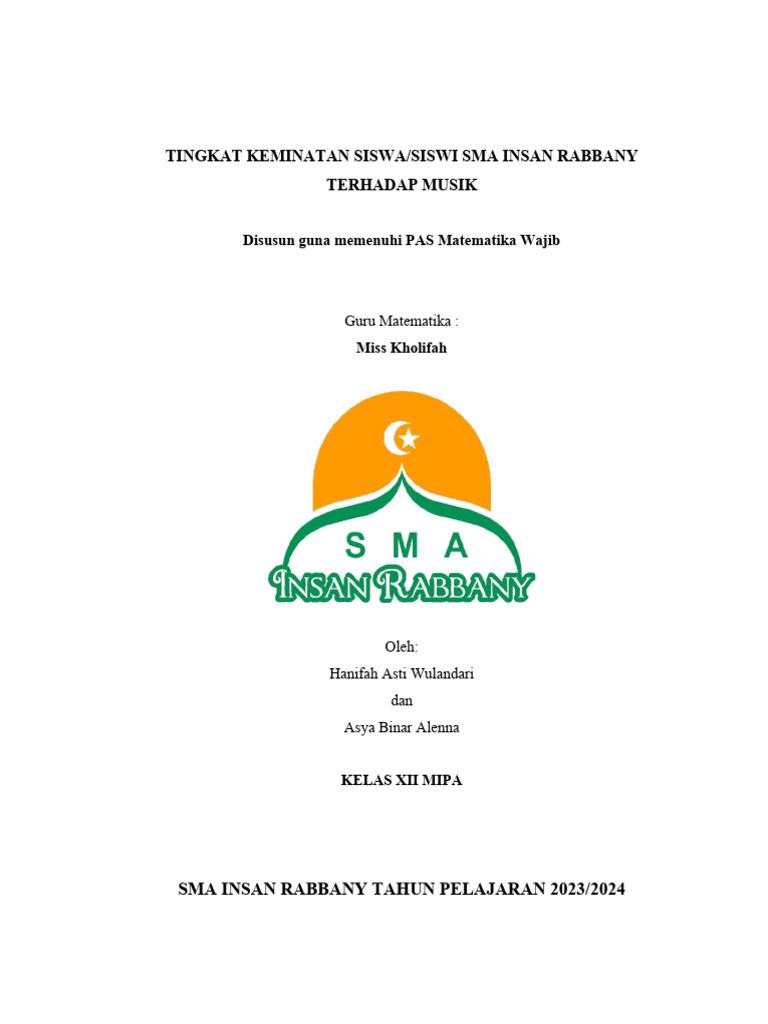 Tingkat Keminatan Siswa Dan Siswi Inrab Terhadap Musik Wulan Dan Binar ...