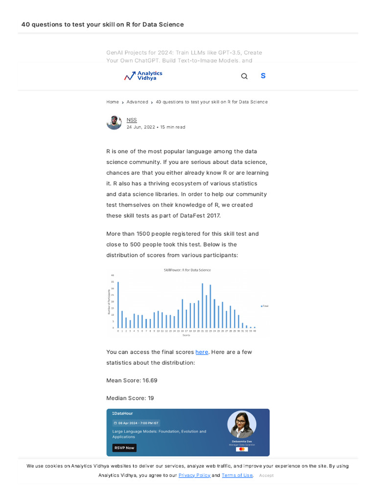40 Questions To Test Your Skill On R For Data Science | PDF | Data ...