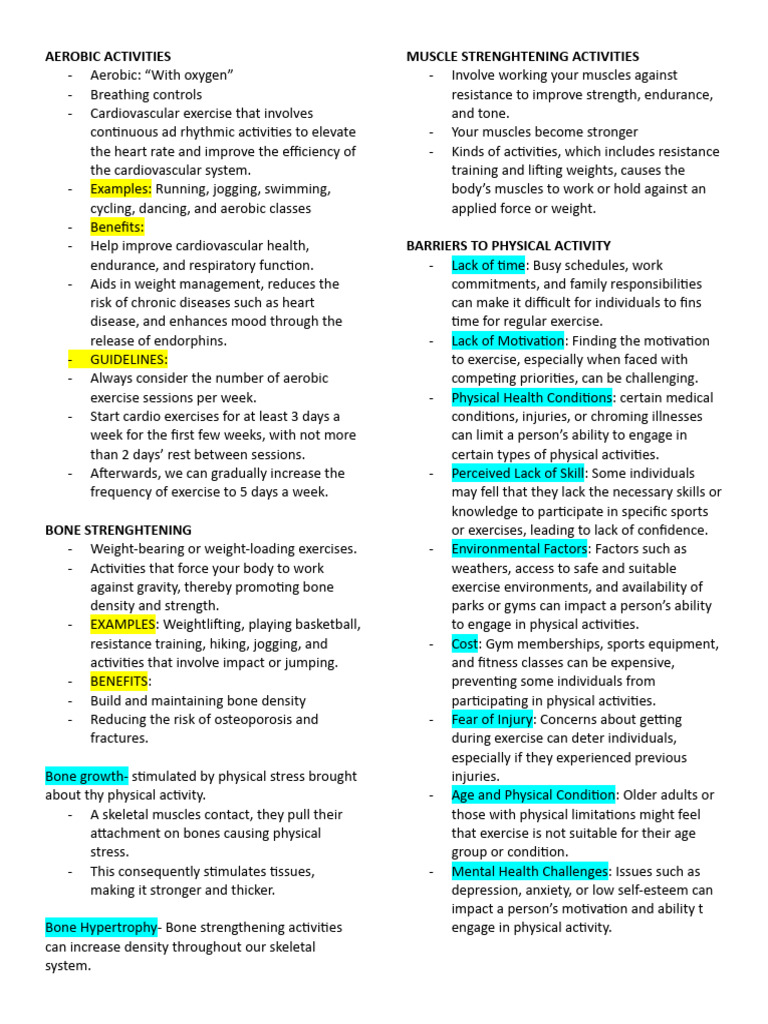 HOPE 2 REVIEWER FOR EXAM | PDF | Aerobic Exercise | Strength Training