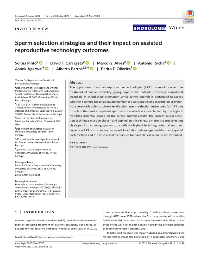 Sci-Hub - Sperm Selection Strategies and Their Impact On Assisted Reproductive Technology ...