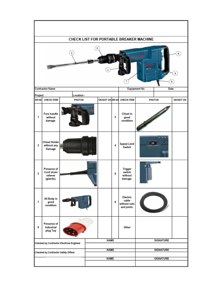 Checklist for Breaker Machine | PDF | Electricity | Electrical Engineering