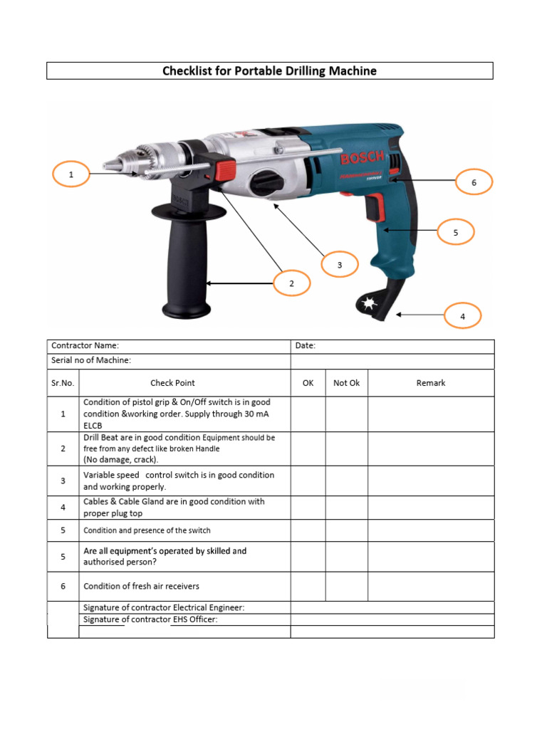 Checklist for Drilling Machine | PDF