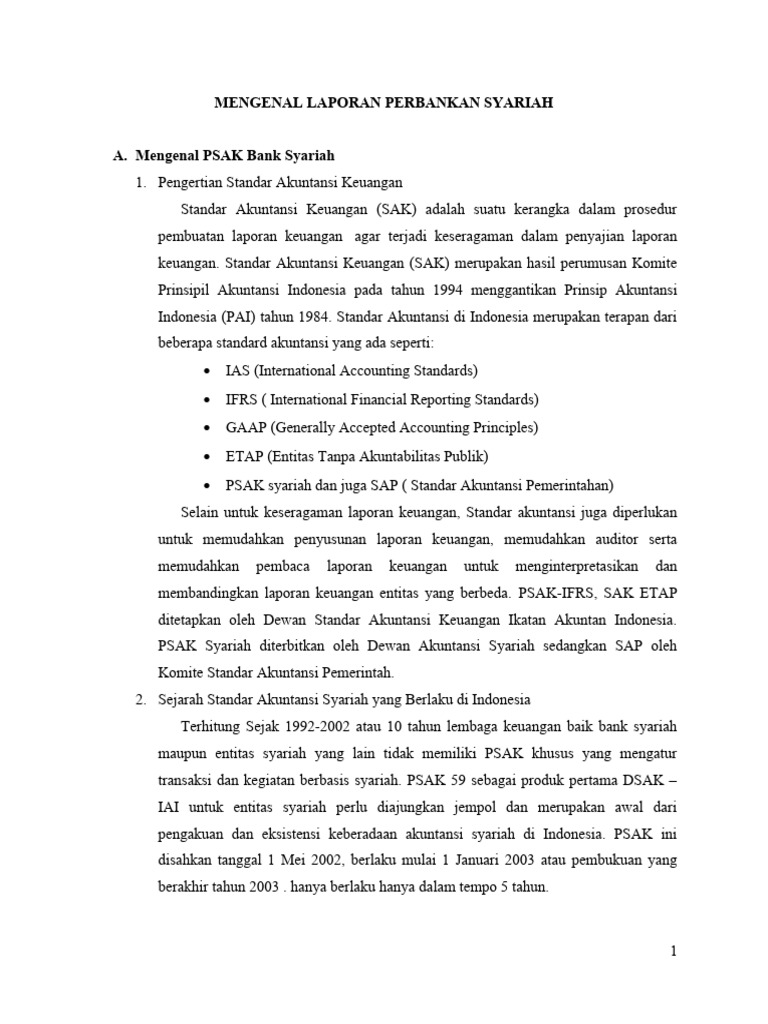 Laporan Keuangan Bank Syariah dan PSAK | PDF