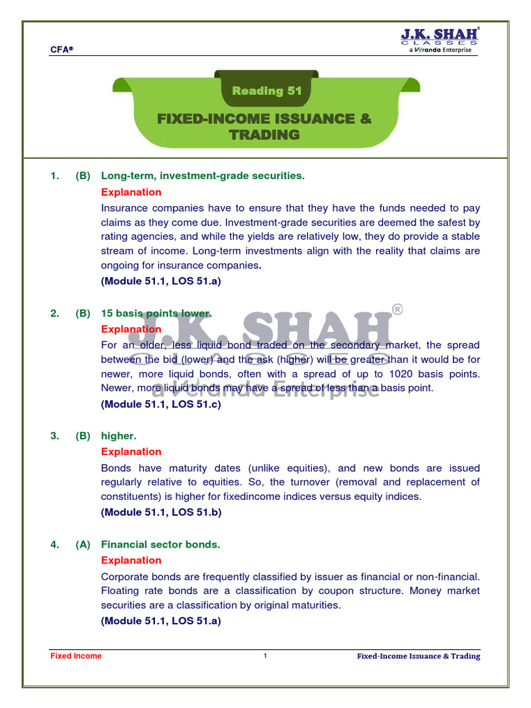 Reading 51 Fixed Income Instrument Features | PDF | Bonds (Finance ...